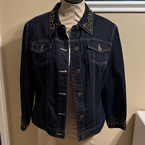 Ruby Rd. | Jackets & Coats | Ruby Rd Studded Dark Denim Jacket | Poshmark